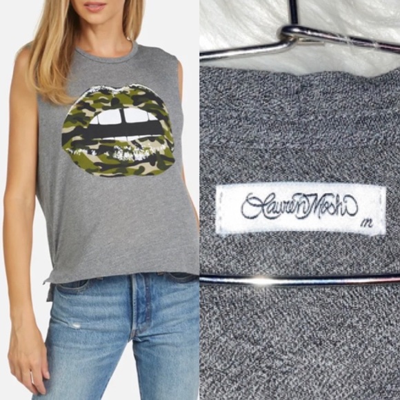 Lauren Moshi | Tops | Lauren Moshi Camo Lip Muscle Top | Poshmark